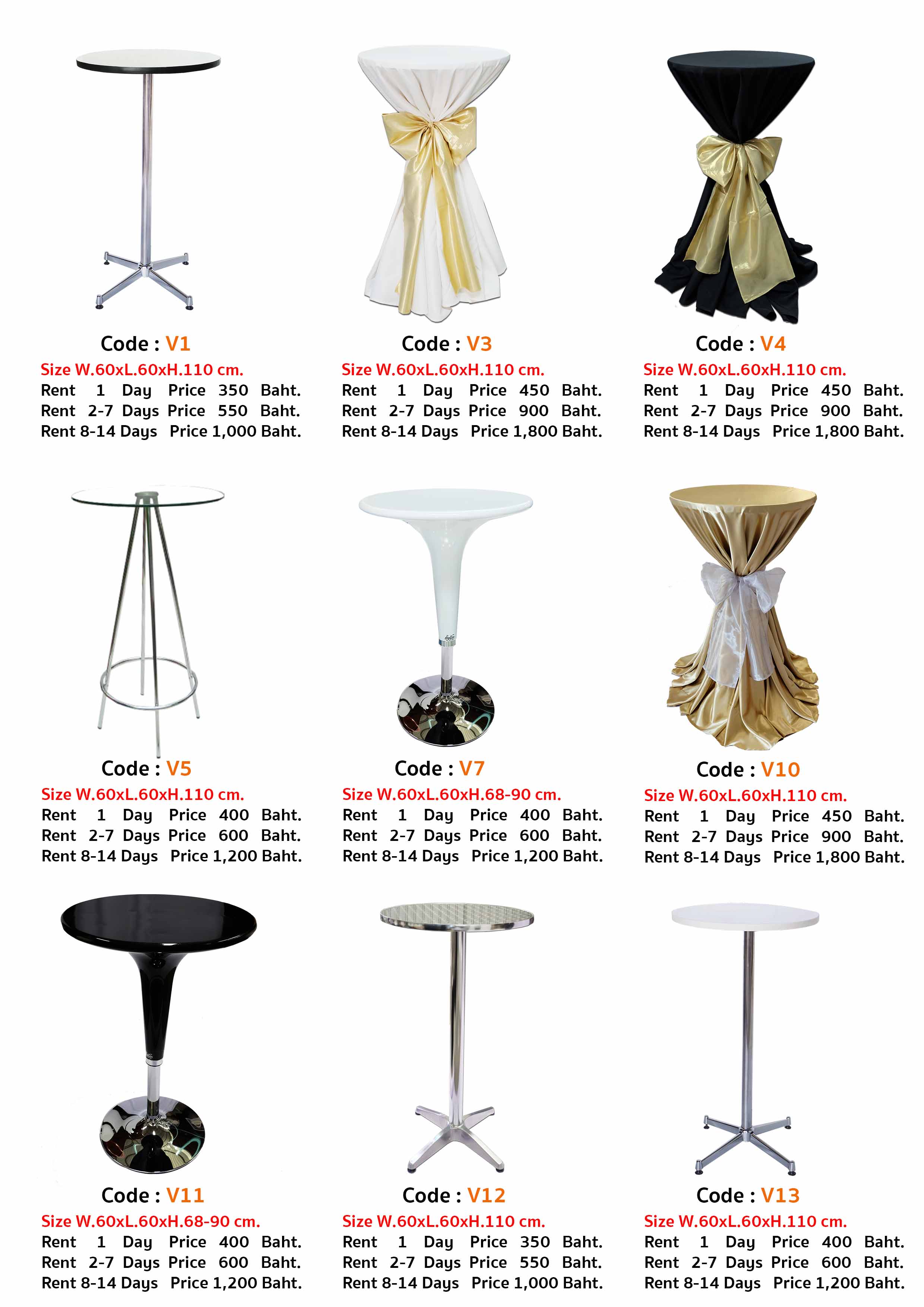 Tangtoh - Open for rental service of event equipment Bar Table